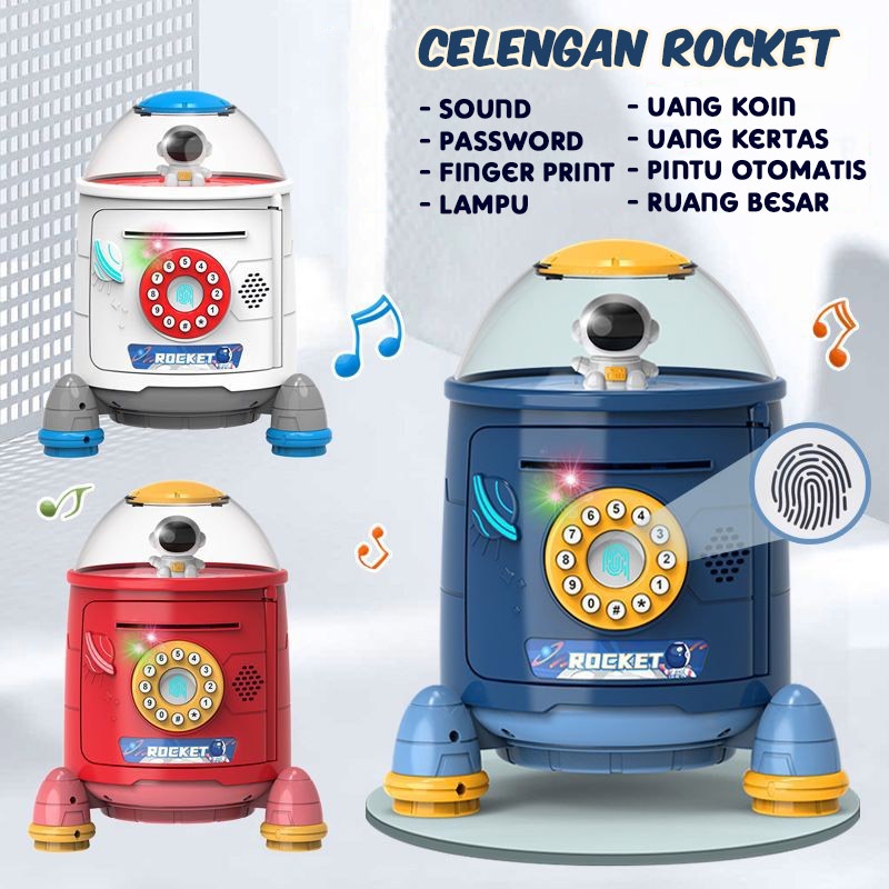 Jual Celengan Rocket Anak Password finger print ukuran besar musik ...