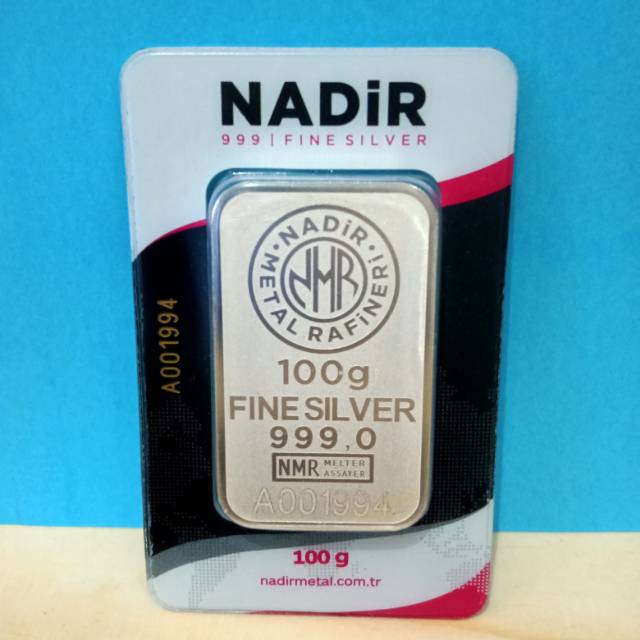 Jual Nadir 100 gram kemasan press Silver Bar 100gr Perak Batangan (not ...