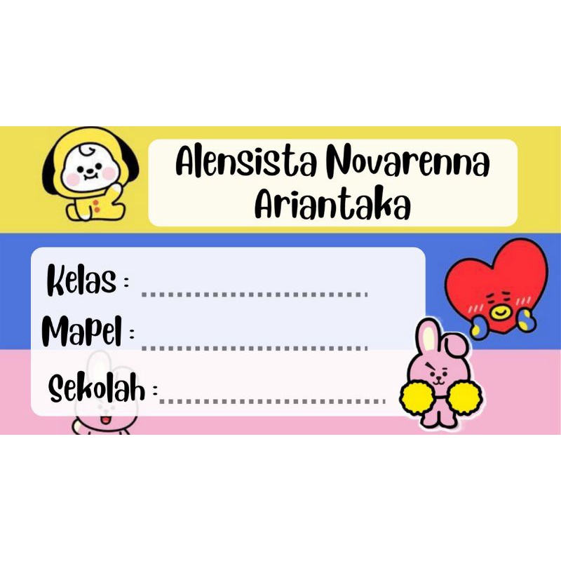 Jual Sticker Nama Kelas Anak/Sticker Buku Sekolah/Sticker Nama Buku ...