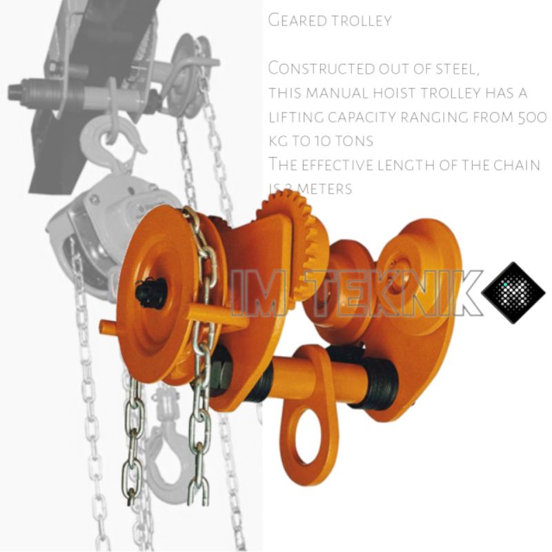Jual Gear trolley chain block hoist capacity 1 Ton 3 m Germany quality ...
