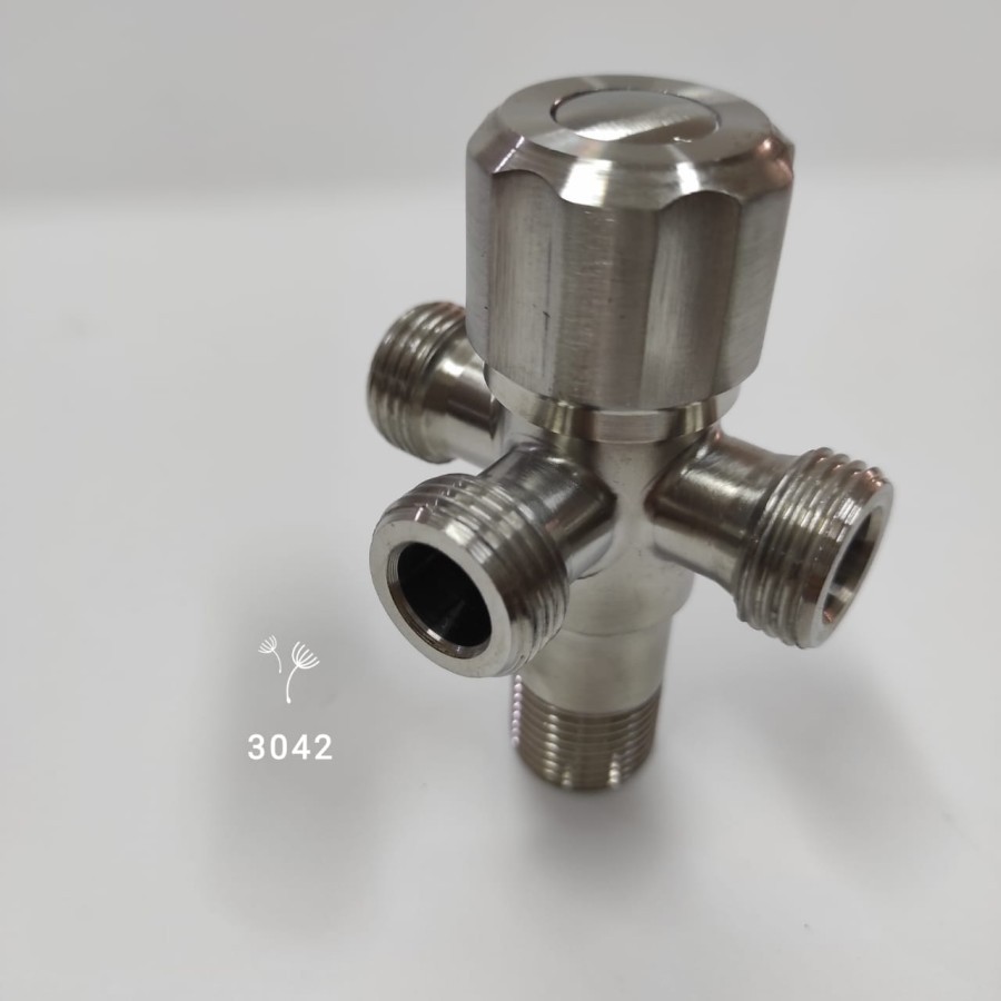 Jual Stop Kran T Cabang 3 Stainless 3042- Keran Shower Tee kloset valve Y44 | Shopee Indonesia