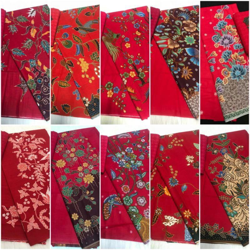 Jual kain batik warna merah / kain batik warna maroon / kain batik ...