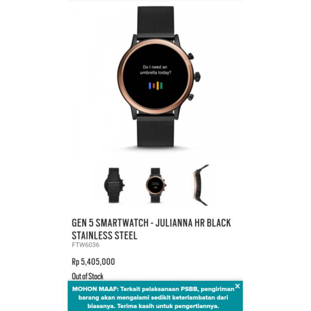 Jual GEN 5 SMARTWATCH - JULIANNA HR BLACK STAINLESS STEEL | Shopee ...