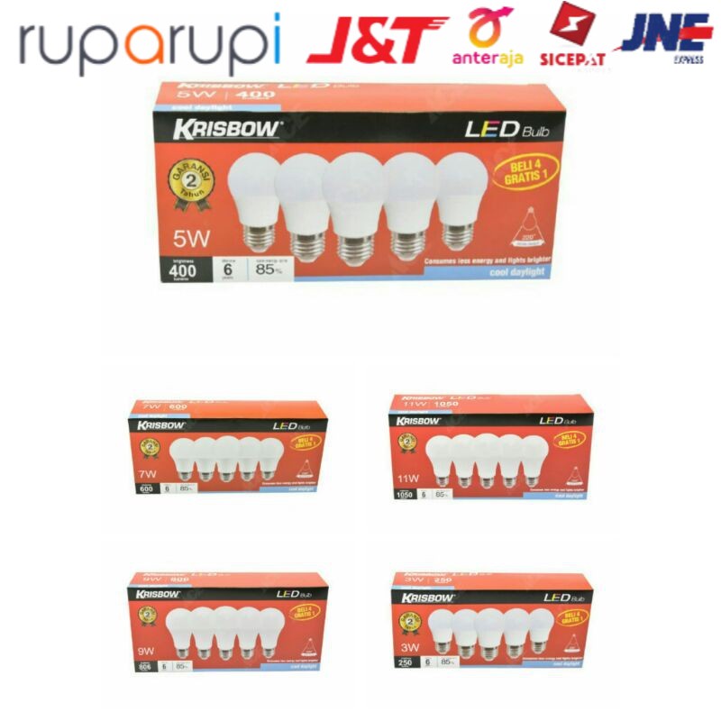 Jual Krisbow Set Bohlam Led 11,9,7,5,3 w Isi 5 Pcs | Shopee Indonesia