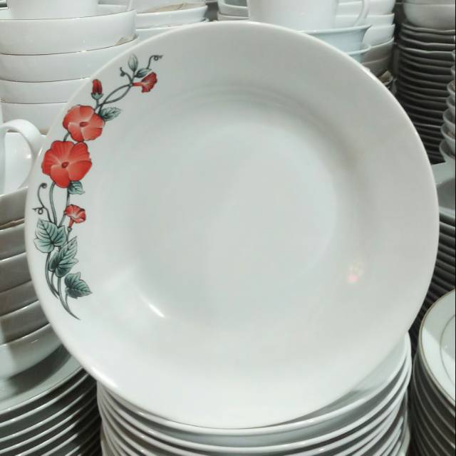 Jual Piring makan keramik/ piring motif/ piring keramik/ piring cantik ...