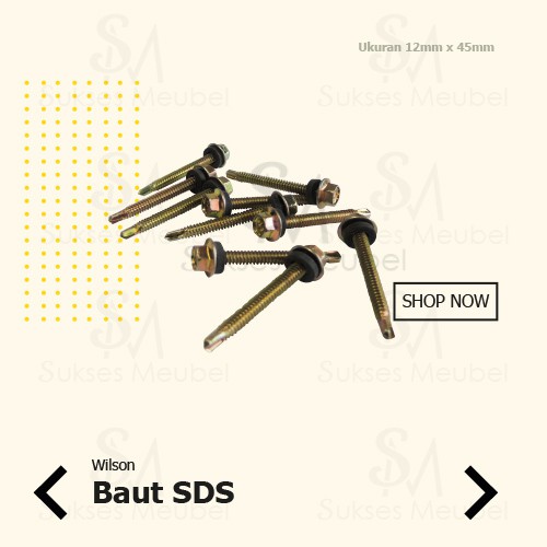 Jual SDS 12 X 45 WILSON / BAUT BAJA RINGAN / SEKRUP ROOFING 12 MM X 45 ...