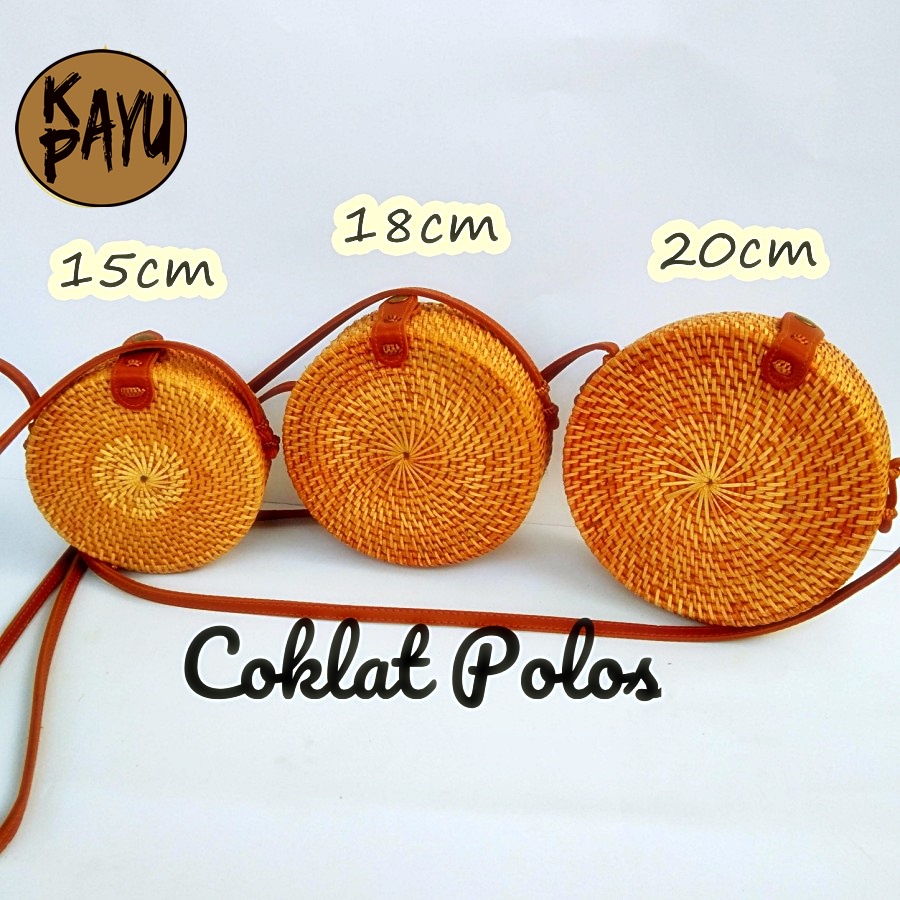 Jual Tas rotan bulat polos coklat berbagai ukuran | Shopee Indonesia