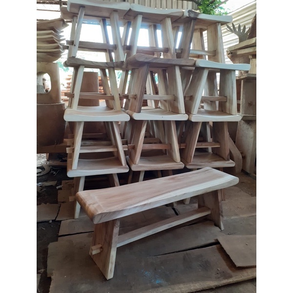 Jual Kursi Kayu Dingklik Bar Cafe Stool panjang / Kayu Trembesi/ Kayu ...