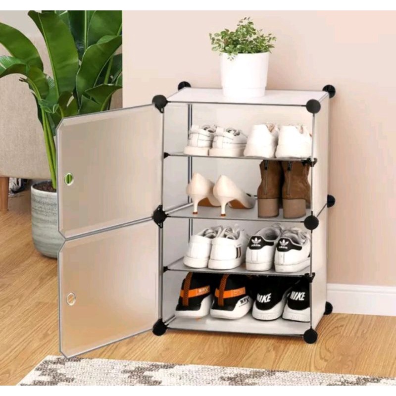 Jual rak sepatu plastik tempat penyimpanan sepatu 4 tingkat tertutup ...