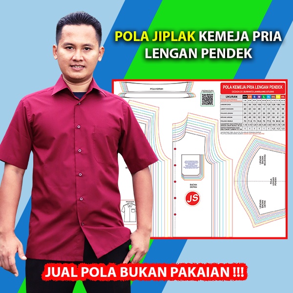 Jual Pola Jiplak Kemeja Pria Lengan Pendek [ Pola Baju Jamblang Studio ] | Shopee Indonesia