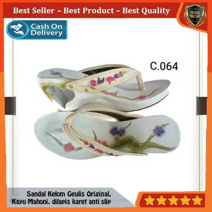 Jual Kelom Gelis Wedges Sandal Wanita Terompah Sendal Kayu Modern ...