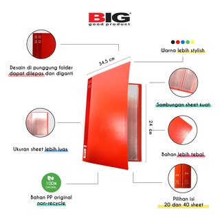 Jual Clear Holder Map Holder Dokumen Keeper 20-40 Pocket F4 Folio BIG ...