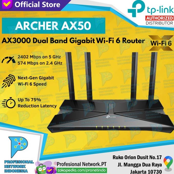 Jual TP-Link Archer AX50 AX3000 Dual Band Gigabit Wi-Fi 6 Router AX 50 ...