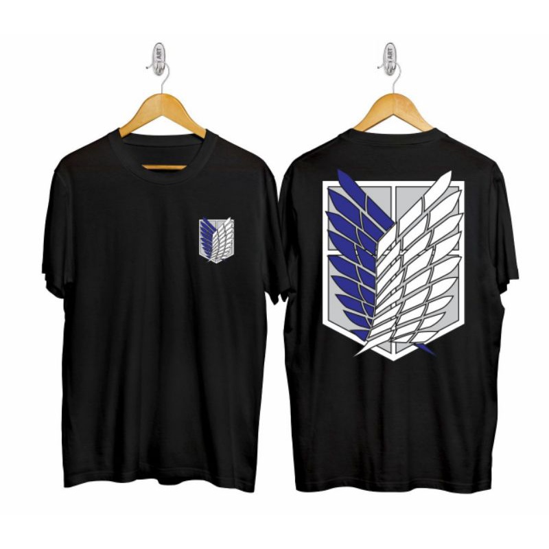 Jual (COD) Kaos termurah ATTACK ON TITAN LOGO Hitam cotton combed 30s ...