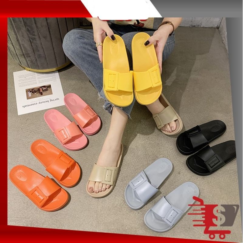 Jual BPT - S865 Sandal Slop Karet Berwarna / Sandal Wanita / Sandal ...