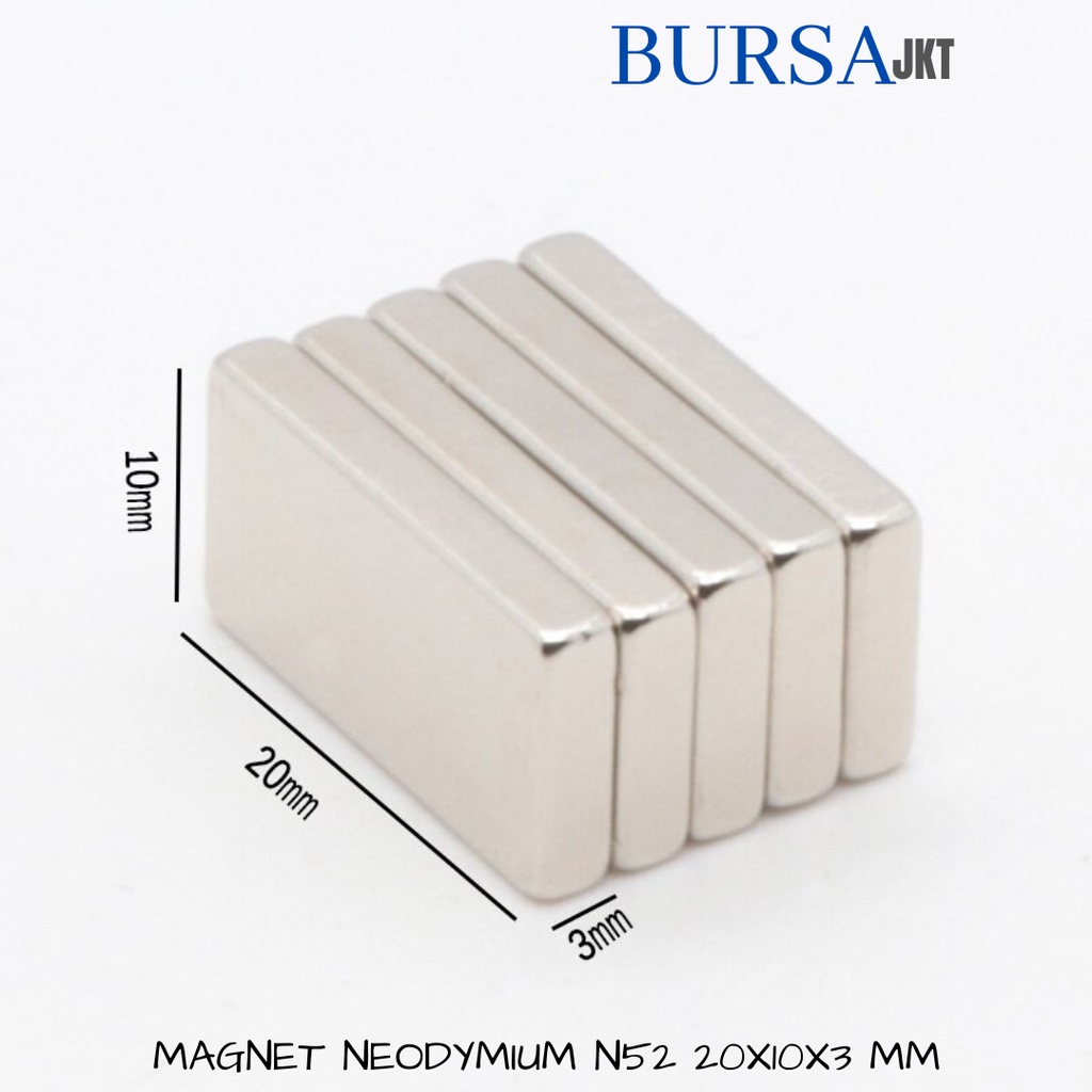 Jual STRONG MAGNET SUPER KUAT N52 NdFeB SQUARE BAR BATANG 20X10X3 MM ...