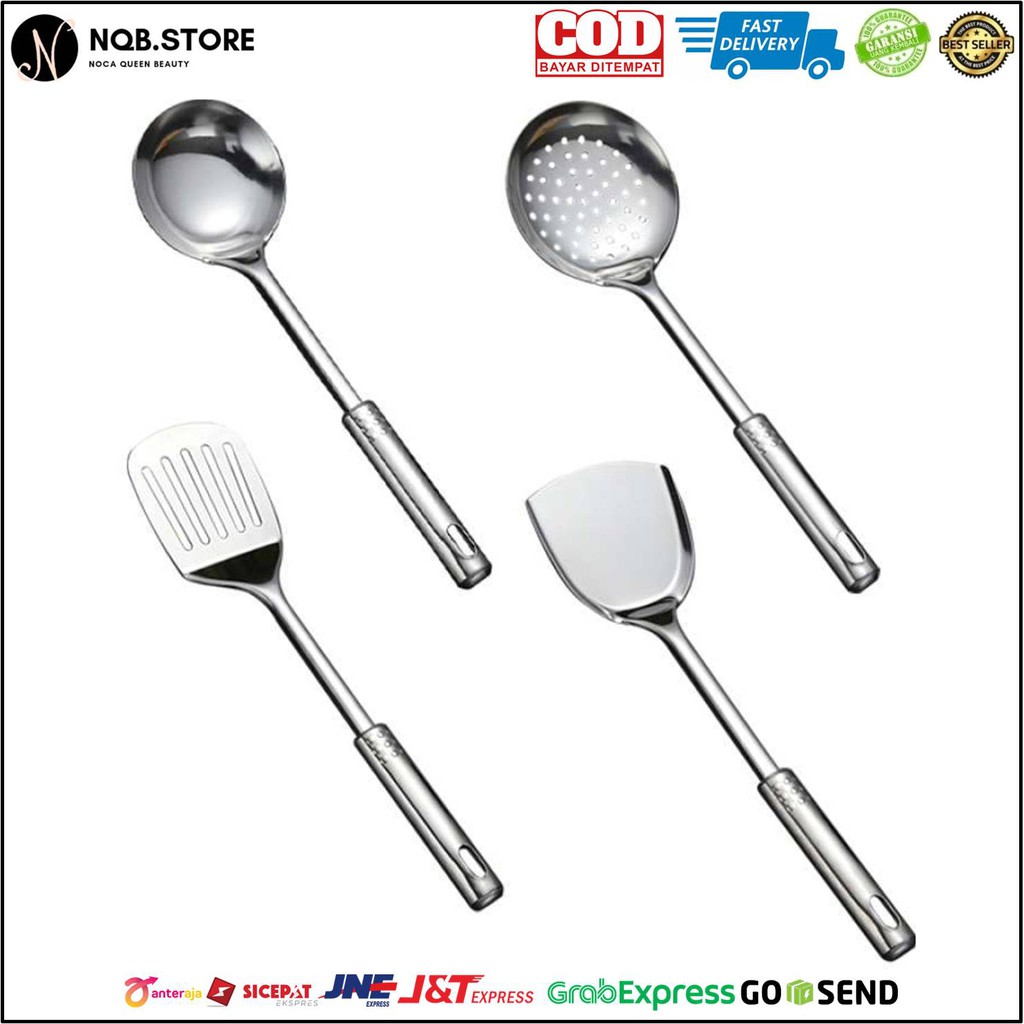 Jual NQB - Spatula Stainless Set 4in1 Sutil Sodet ALAT Masak Kitchen ...