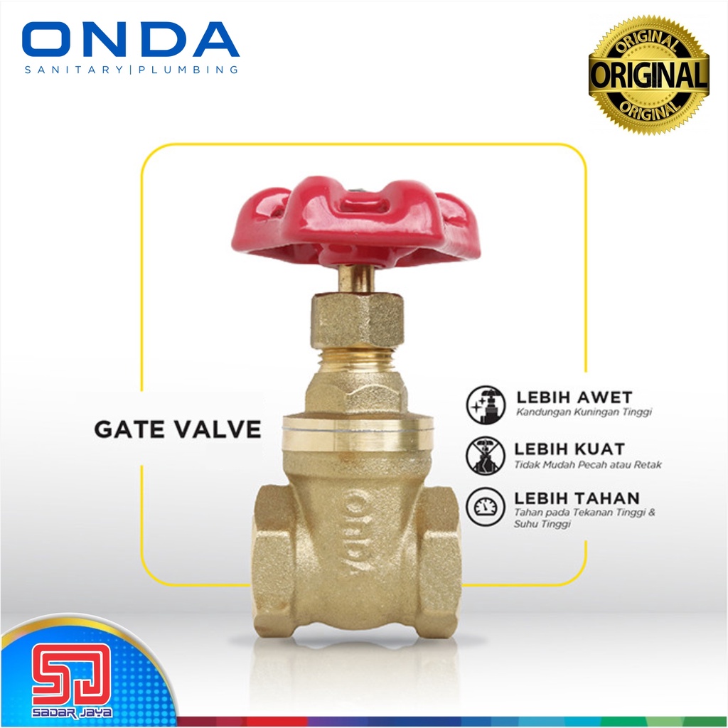 Jual ONDA Gate Valve 1/2" 3/4" Katup Keran Stop Kran PDAM Pipa Besi Drat Dalam | Shopee Indonesia