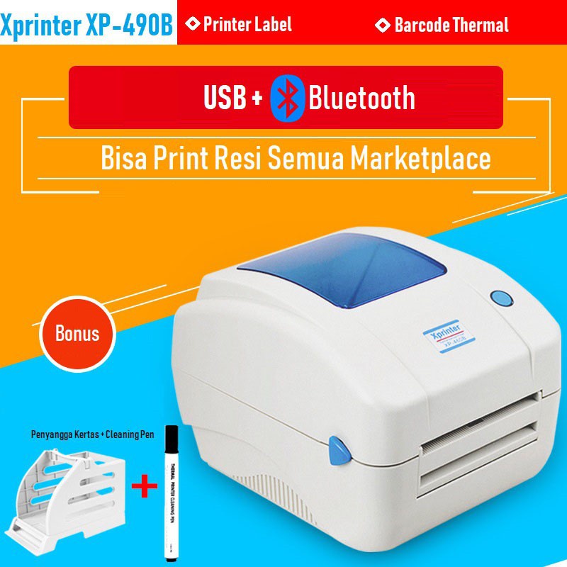 Jual Printer Resi Barcode Label Thermal XPRINTER XP-490B - BLUETOOH/USB | Shopee Indonesia