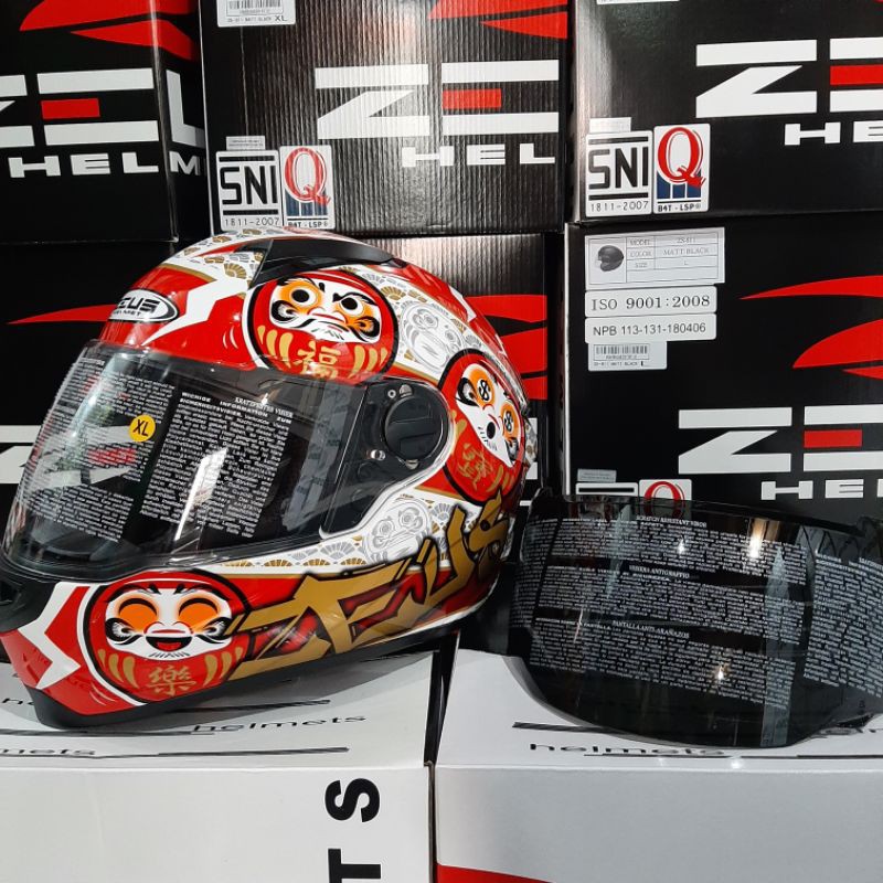 Jual HELM ZEUS 811 MOTIF WHITE AL35 RED ORIGINAL | Shopee Indonesia