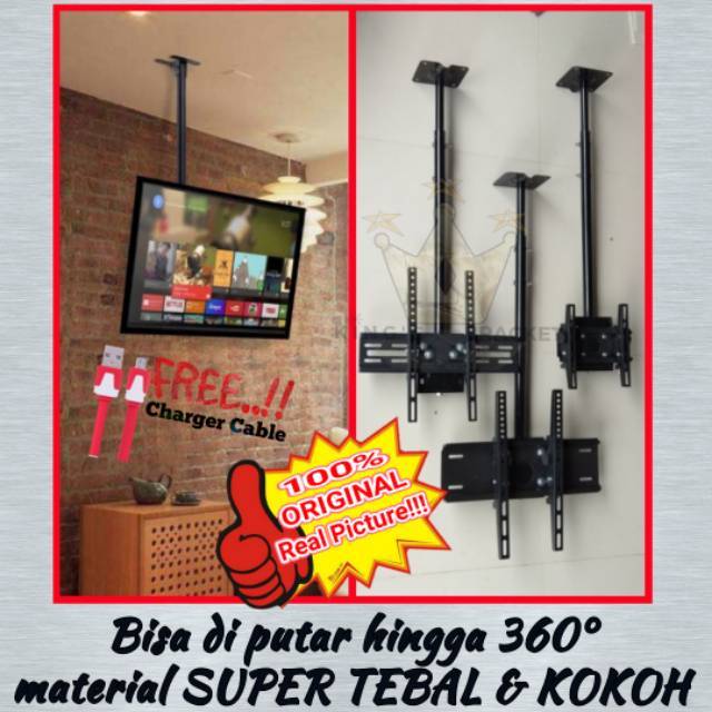 Jual Bracket tv bracket monitor gantung / Ceilling Size 32"-55" High ...