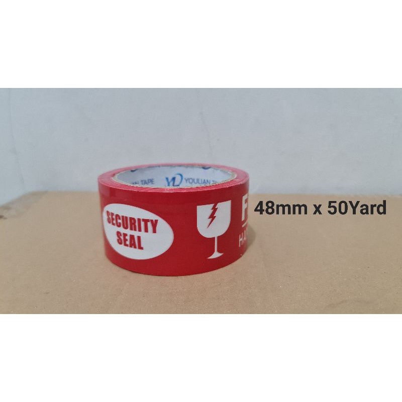 Jual [ YouLian ] LAKBAN FRAGILE MERAH dan PUTIH 2”inch(48MM x 80 Y) OPP ...
