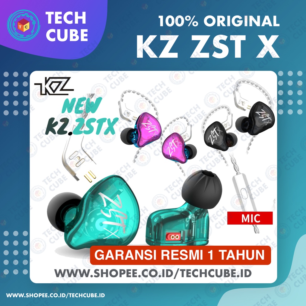 Jual KZ ZST X Earphone with MIC In Ear Earphone Headset Hybrid 1BA 1DD ...