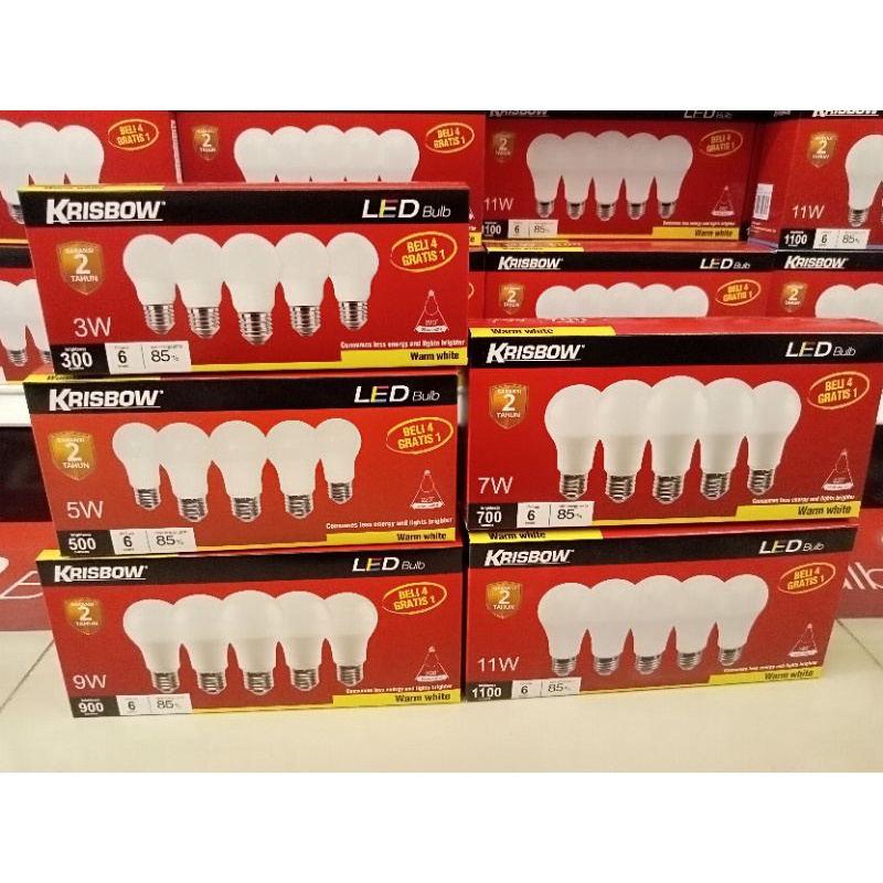 Jual Lampu/Bohlam Led 3,5,9,11watt (5 Pcs) - Warmwhite/Kuning Krisbow ...