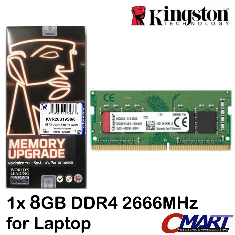 Jual Kingston 8GB DDR4 2666 MHz SODIMM Memory RAM Laptop 21300 KVR26S19S8/8 | Shopee Indonesia