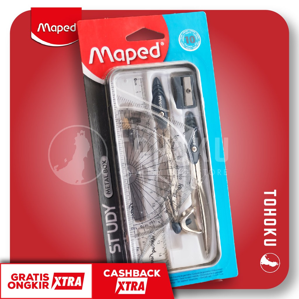 Jual Jangka Sekolah Maped / Compass Set - Maped Math Study Set Tin Case ...