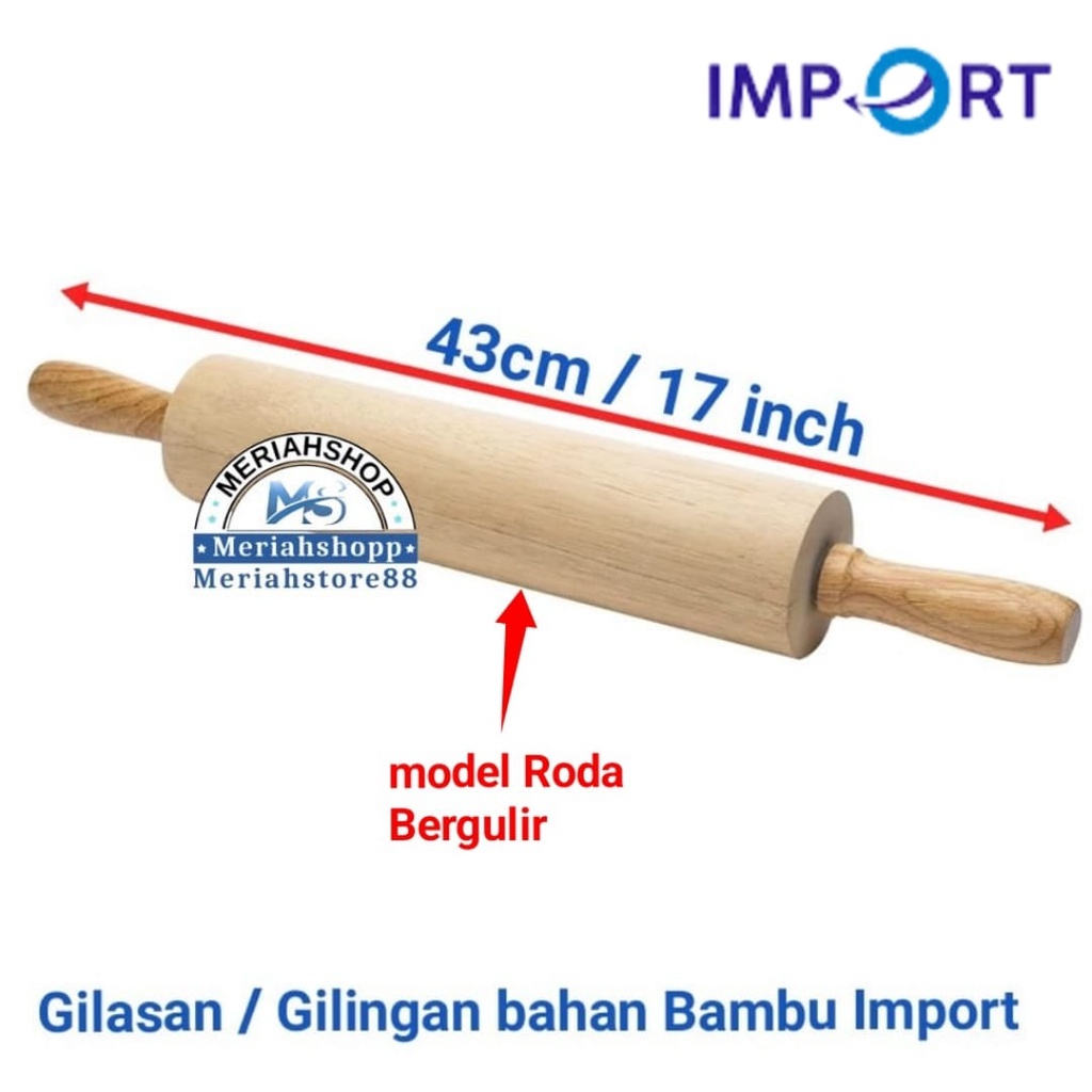 Jual Rolling Pin Kayu Bambu Roda Penggilas Penggiling adonan tepung kue ...