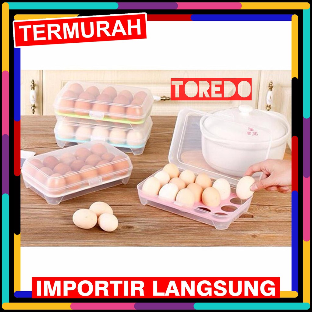Jual Tempat / Box Telur 15 lubang / sekat - Egg Box Kotak Penyimpanan ...