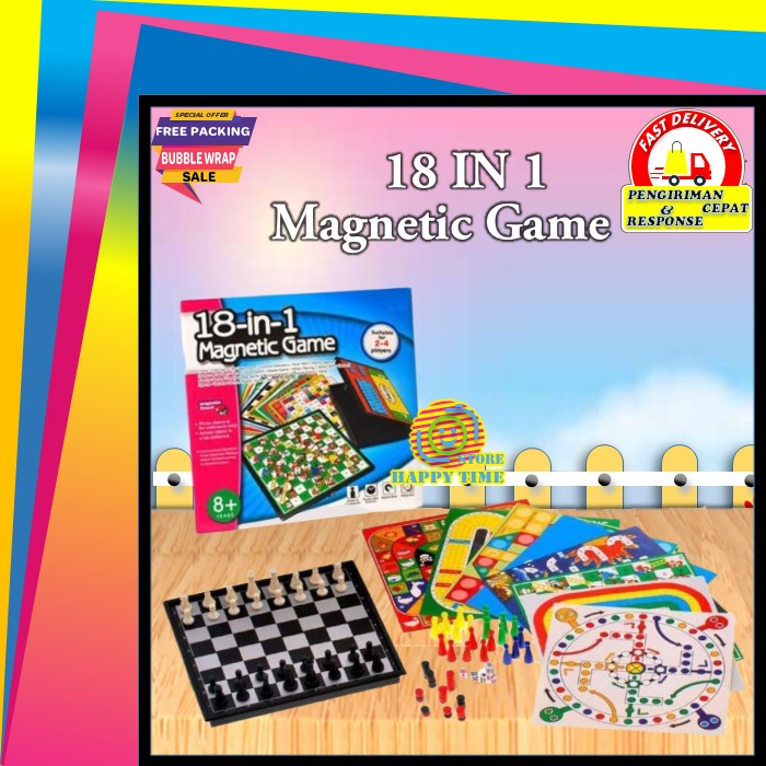 Jual Mainan Anak Board Game 18 In 1 Magnetic Board Games Catur Ular ...