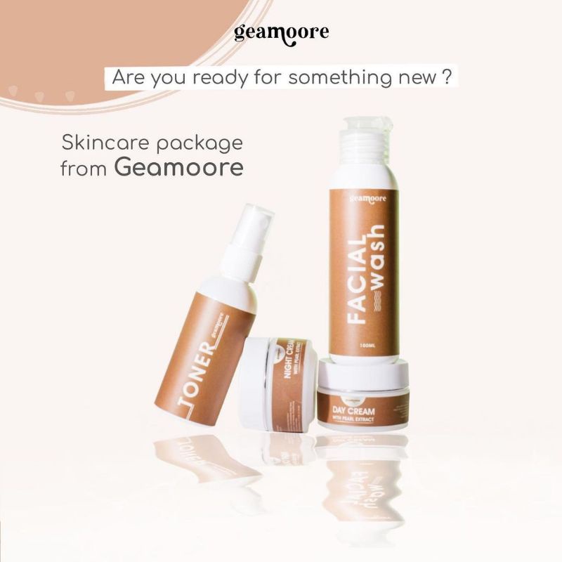 Jual SKINCARE PACKAGE GEAMOORE FACEWASH TONER DAYCREAM NIGHTCREAM BPOM ...