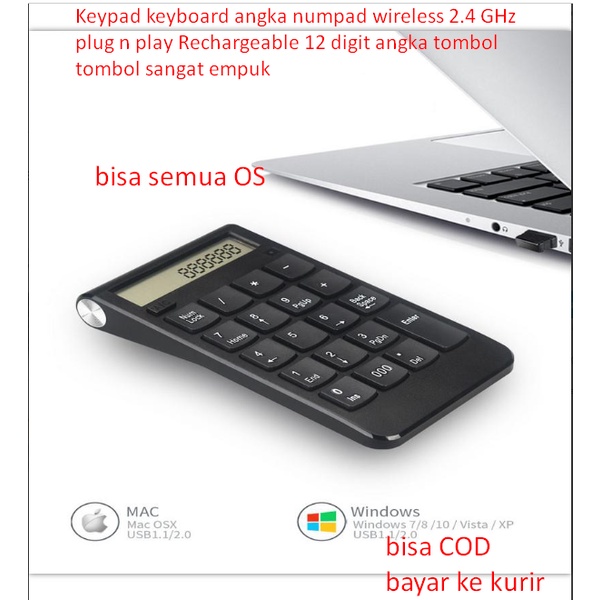 Jual Keypad keyboard angka numpad wireless 2.4 GHz plug n play ...