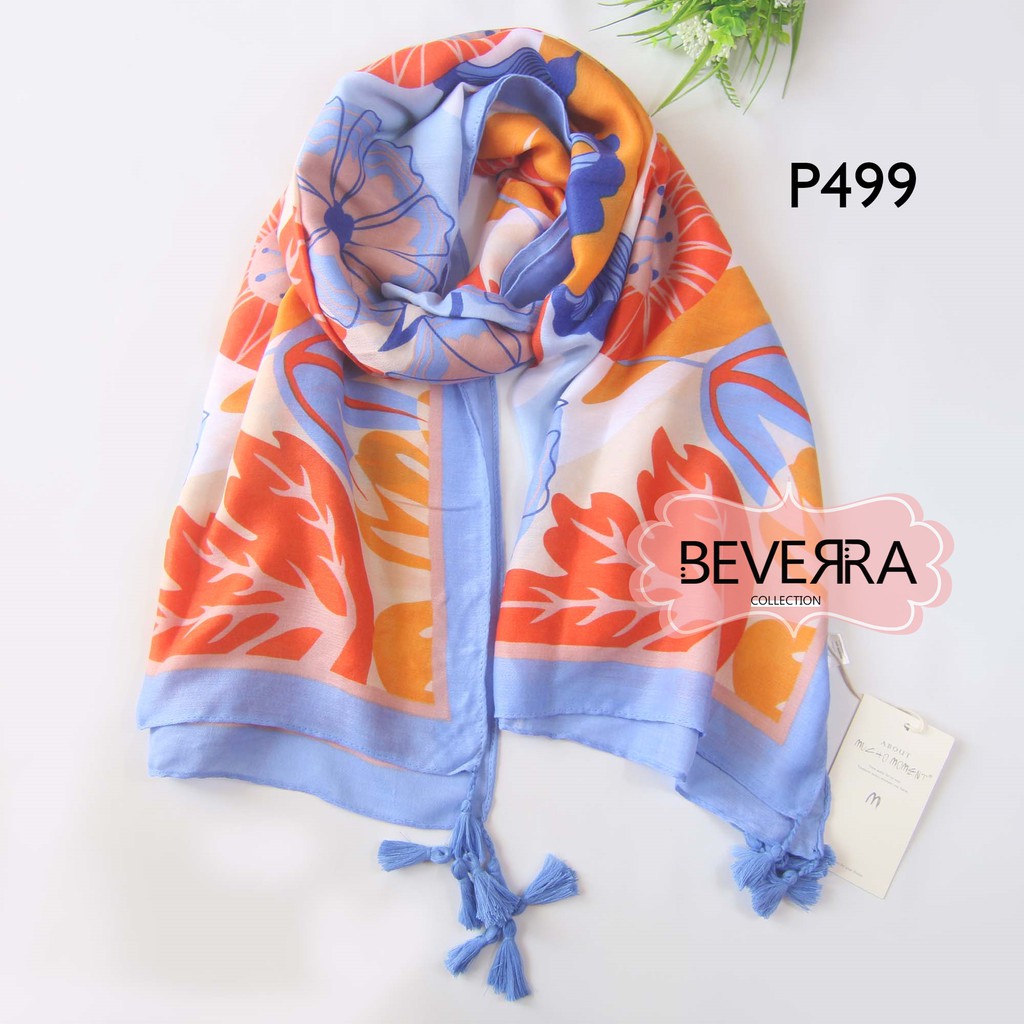 Jual Pashmina Premium Import Motif BUNGA p499 Beverra scarf wanita hijab motif | Shopee Indonesia