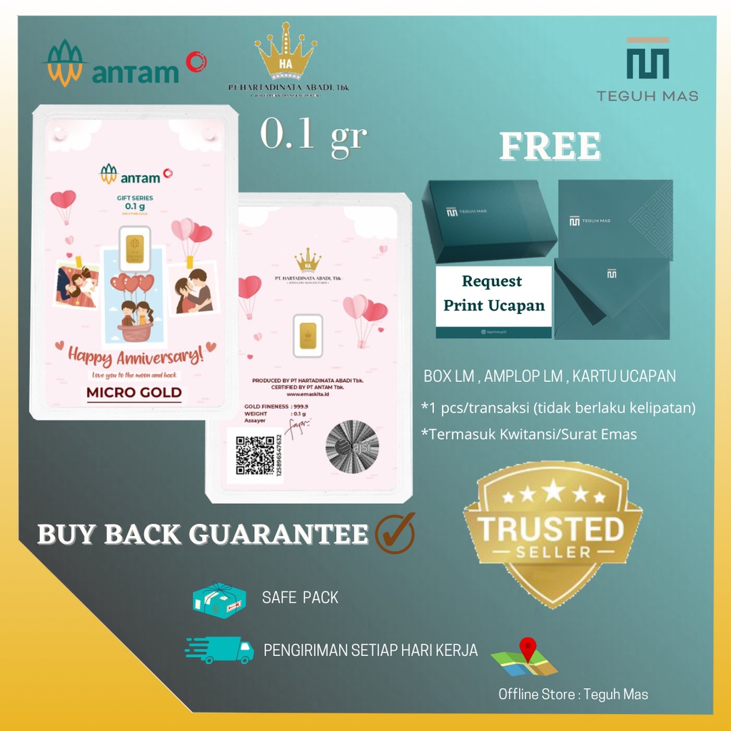 Jual LOGAM MULIA ANTAM MICRO GOLD SERIES ANNIVERSARY PINK 999,9 ...