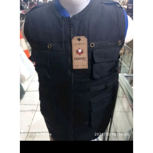 Jual rompi hitam dril#rompi zenmas hitam#rompi vest lapangan | Shopee ...
