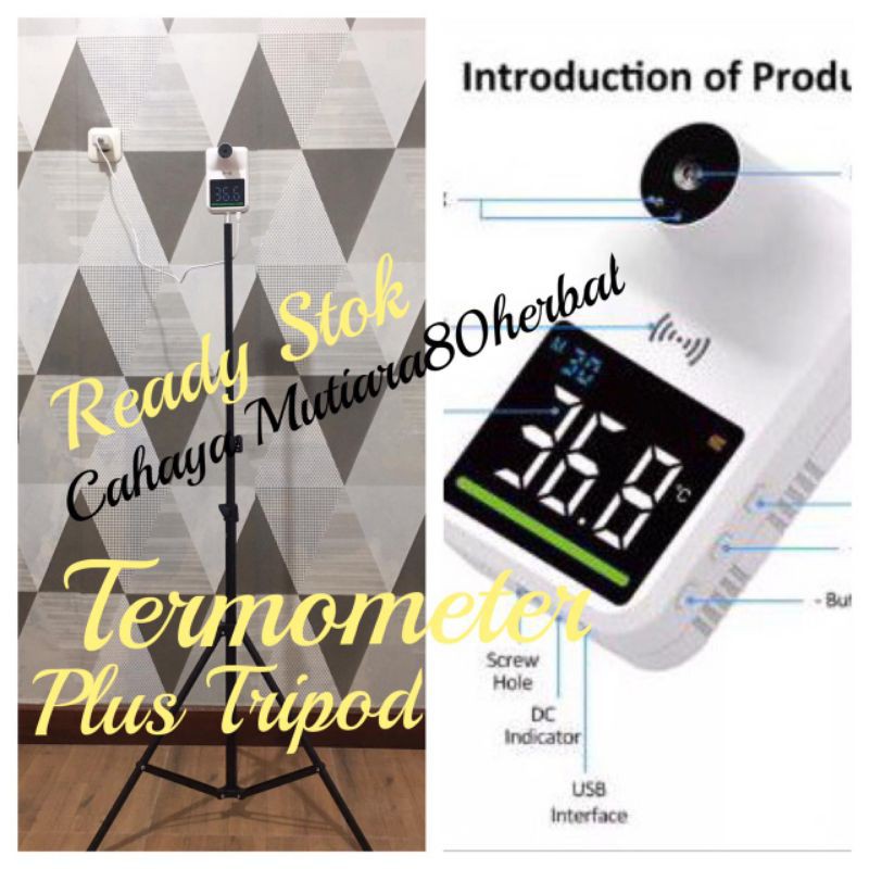 Jual Paket Termometer Tempel dinding Thermometer wall Digital & Tripod ...