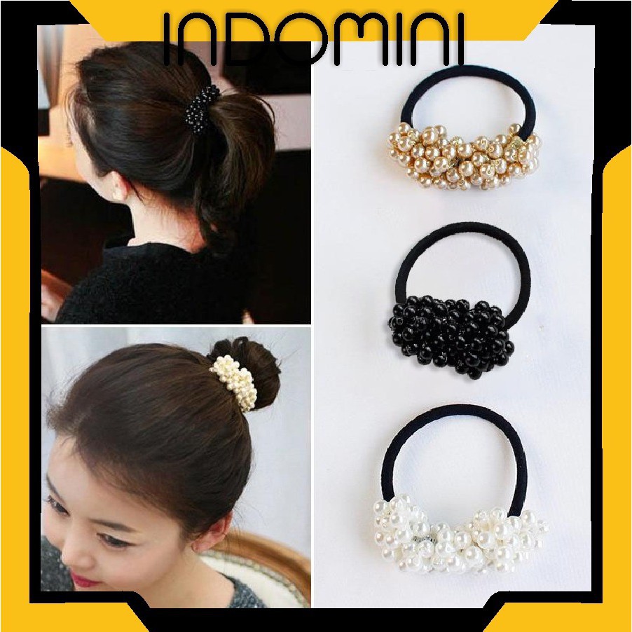 Jual INDOMINI IKAT RAMBUT KARET WANITA HAIRPIN MUTIARA HEADBAND POLOS ...
