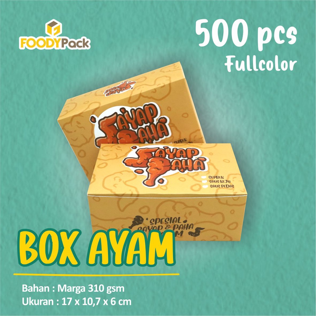 Jual [ PO ±14HARI ] 500pcs CETAK FULL WARNA - CUSTOM Dus fried chicken ...