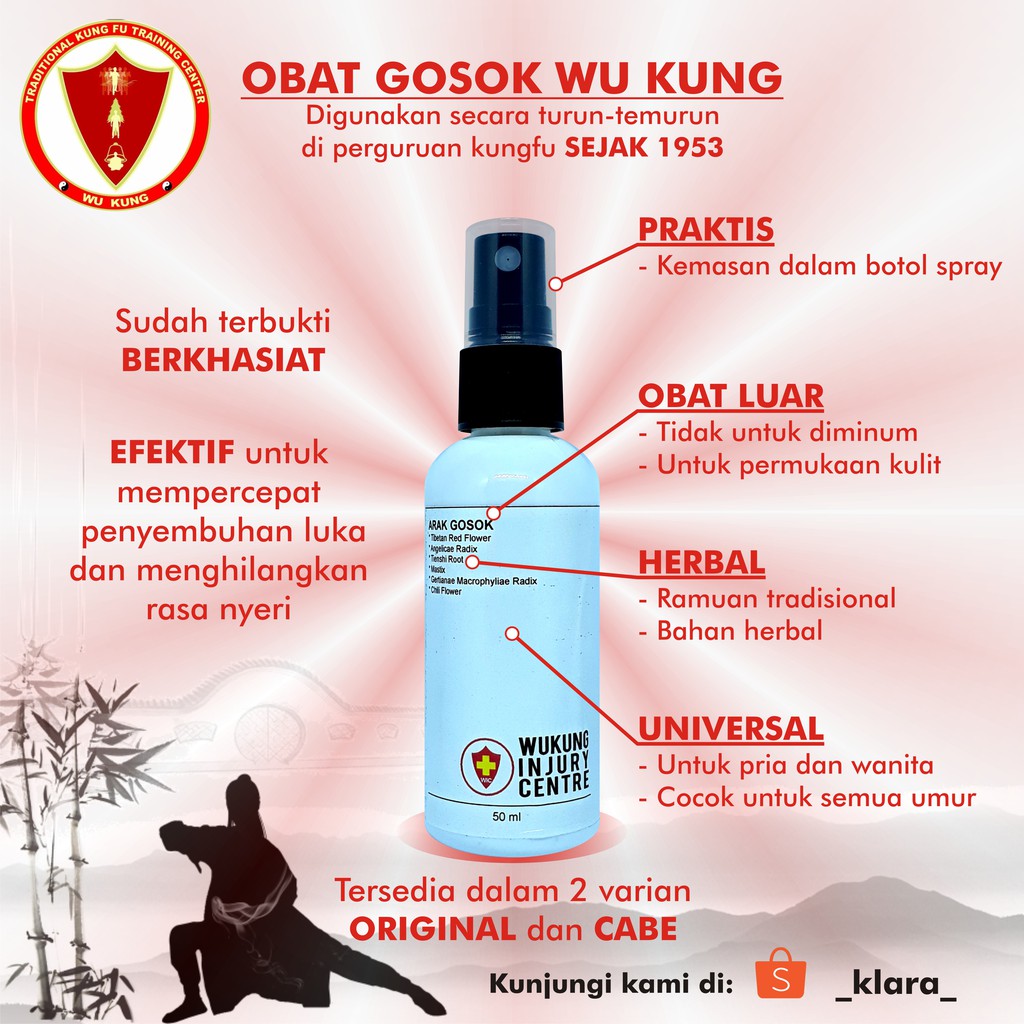 Jual Obat Gosok/ Arak Gosok ORIGINAL WUKUNG Botol Spray 60ml Obat Luka ...