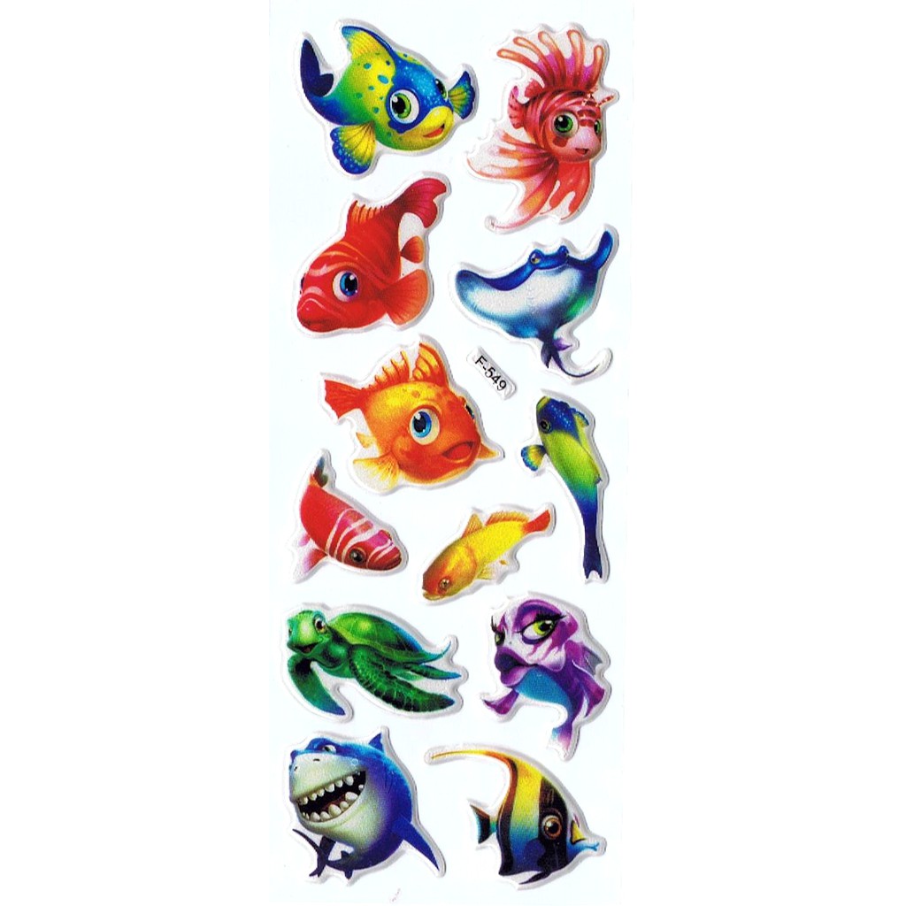 Jual SK520 Stiker Sticker Timbul Set Strip Aneka Gambar Kartun Ikan ...