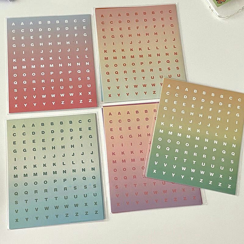 Jual [3Lembar]STICKER HURUF DAN ANGKA GRADASI/Gradient Color Letter ...
