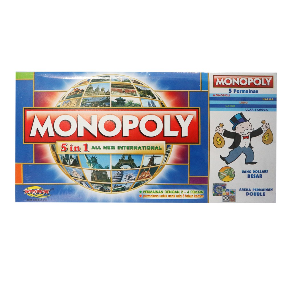 Jual Besar Monopoly 5 in 1 Board Game Monopoli 5in1 Catur Ular Tangga ...