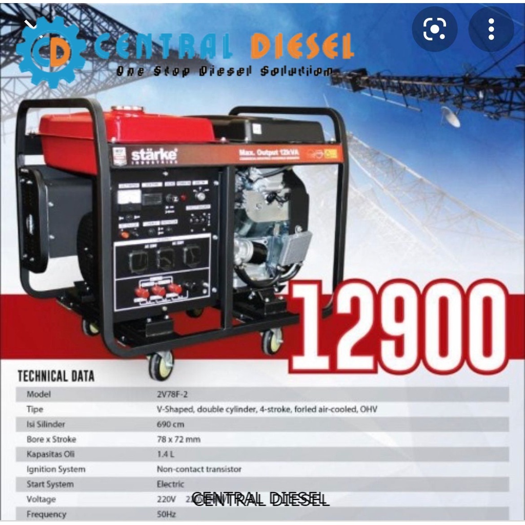 Jual Genset/ Portable gasoline Generator Starke 12900 12000 watt bensin ...