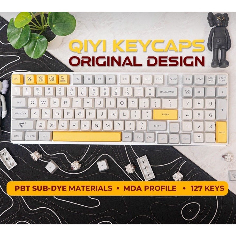 Jual Yiqi Original Design PBT Dye-sub Keycaps 127 set MDA Profile ...