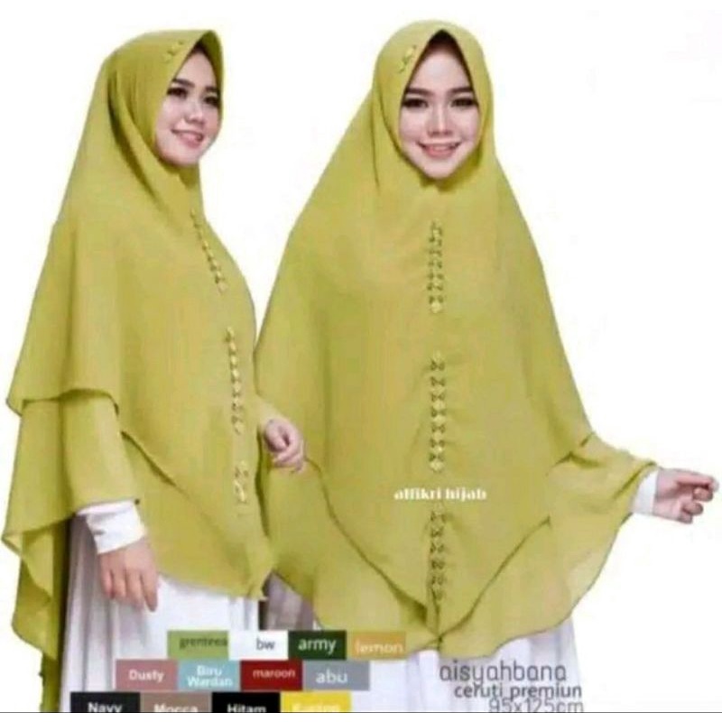 Jual Cod Khimar Syari 2 Layer Jumbo Hijab Instan Swarovski Aisyabana