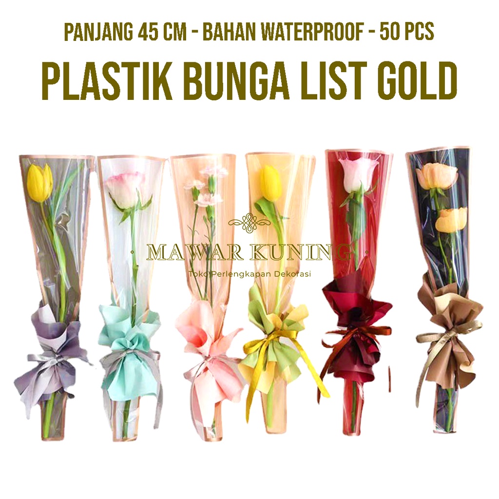 Jual [ 50 PCS ] Plastik Bunga List Gold / Plastik Bunga Vintage Lily ...