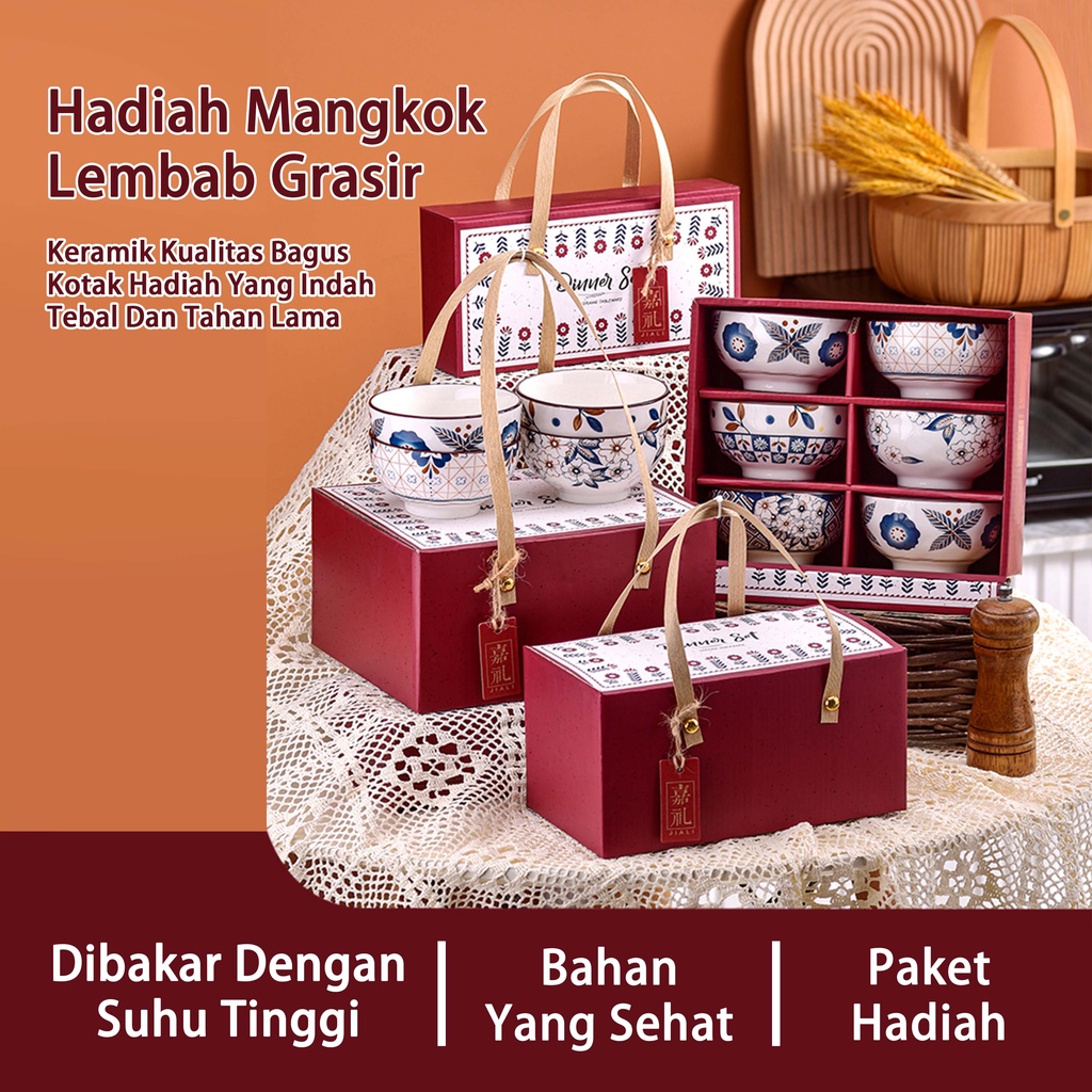 Jual Seri Bunga Vintage Souvenir mangkuk set porselen biru dan putih ...